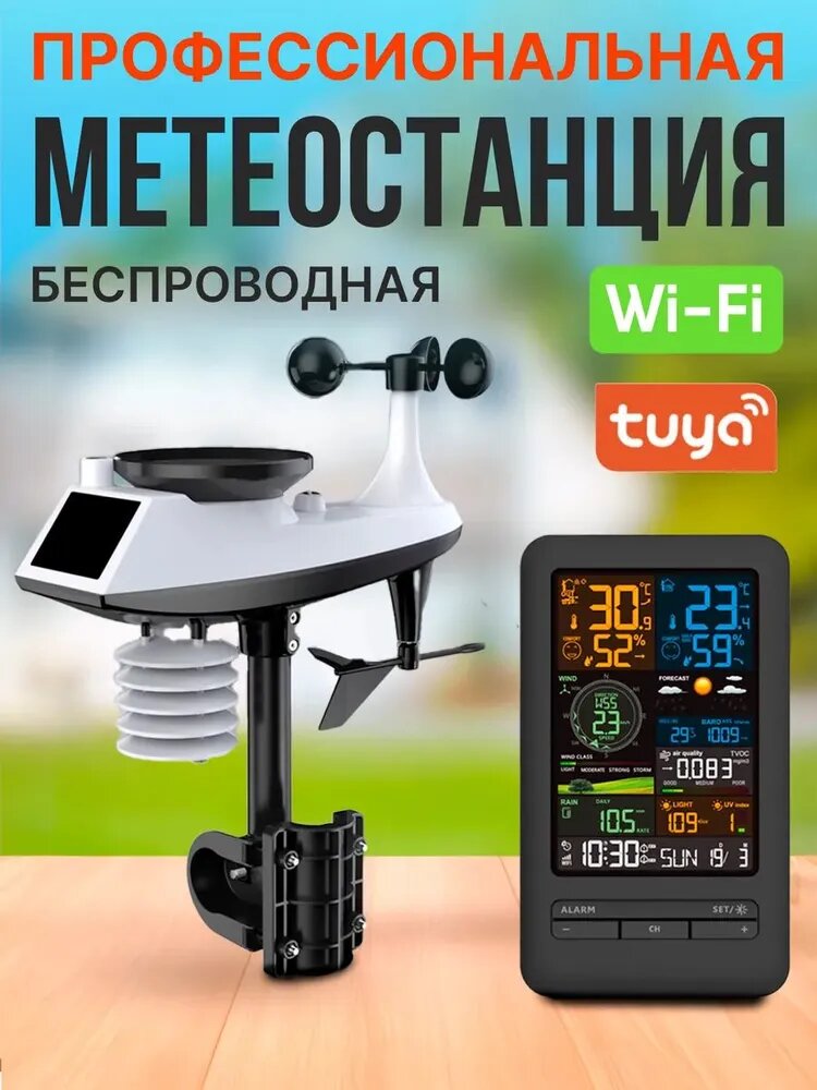 Метеостанция с Wi-Fi Tuya, датчик температуры и влажности, будильник, цифровой дисплей, умное устройство для дома
