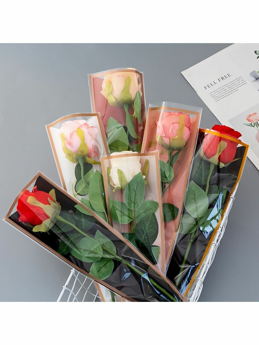 Пакет конус для цветов, 50 шт, на Новый год, День Святого Валентина