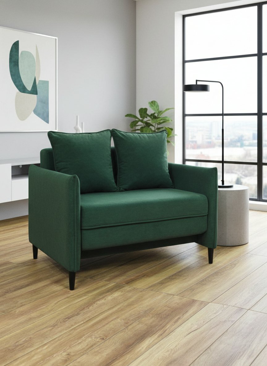 Диван-кровать мини "Рио", двухместный, раскладной, еврокнижка, микровелюр, цвет зеленый