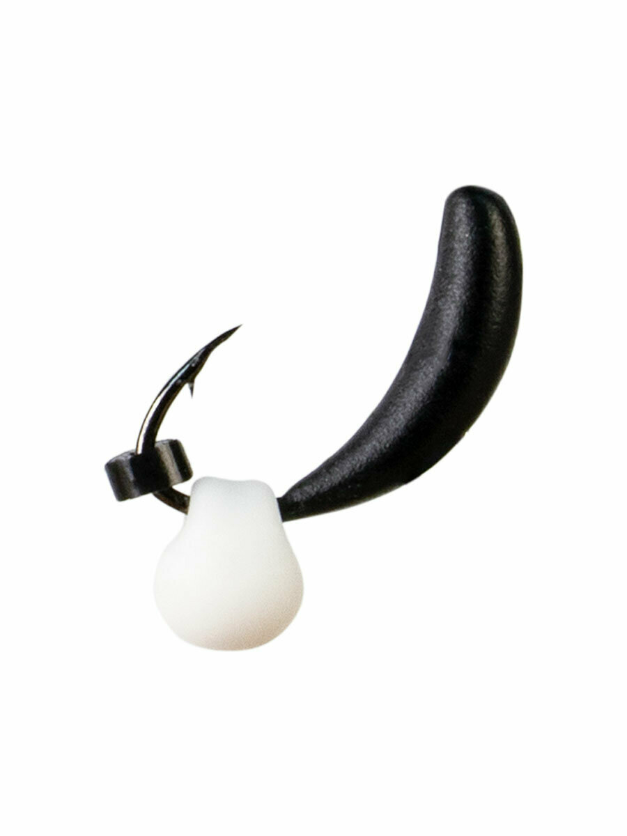 Мормышка безнасадочная (безмотылка) для летней и зимней рыбалки Банан "Левша-НН", 0,24 г, Drops белый, крючок №2, чёрный / 3 шт.