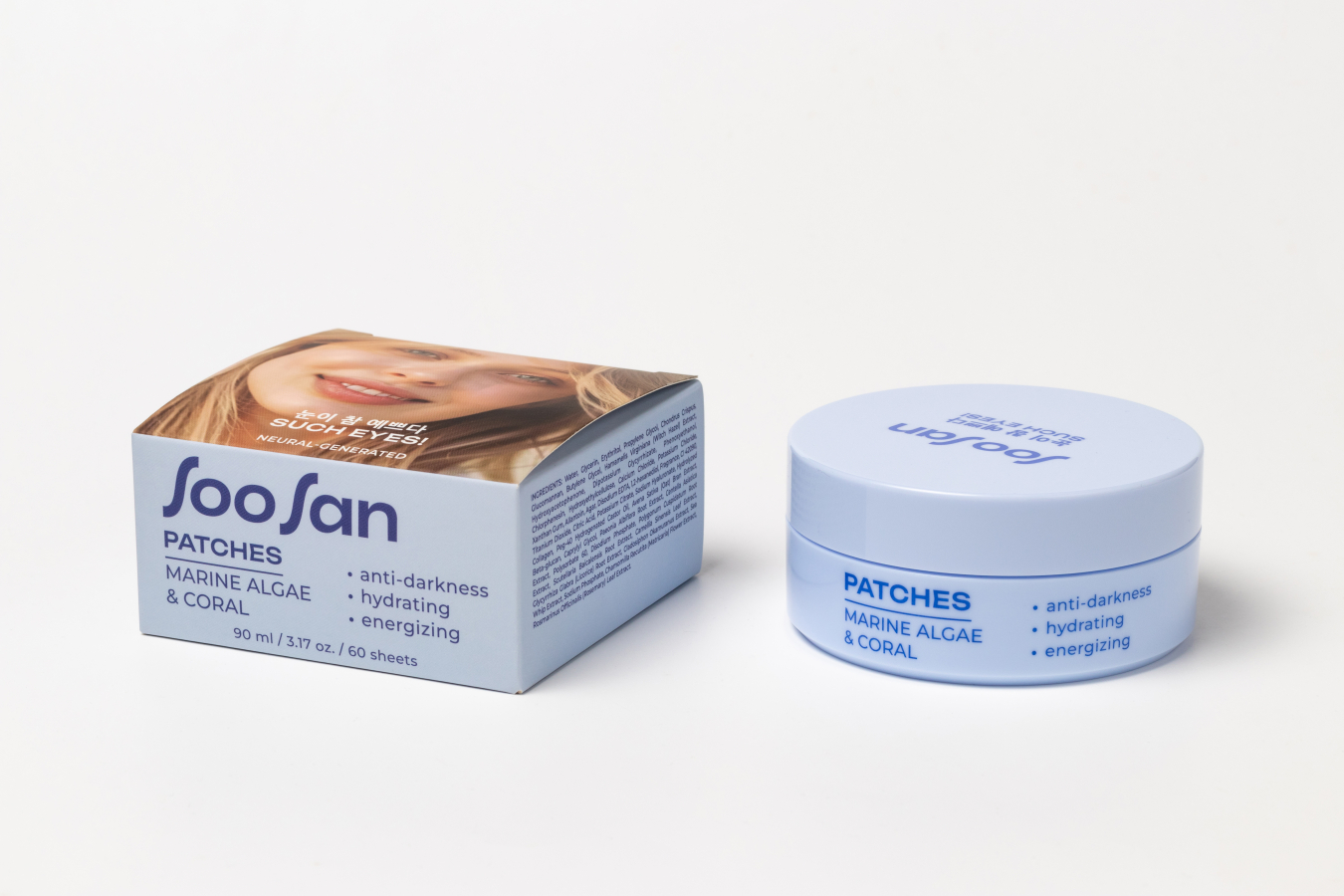 SOOSAN Patches with Marine Algae & Coral Патчи для глаз от отеков с экстрактом морских водорослей и кораллом 90мл