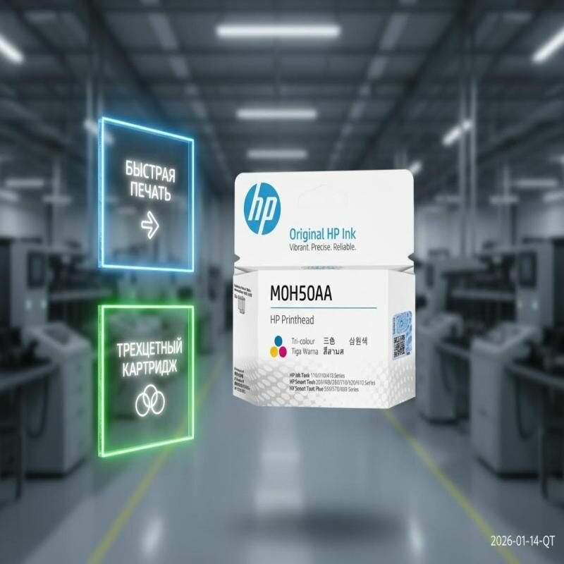 Чернила Печатающая головка/картридж многоцветный HP M0H50AA (6za18ae) для HP InkTank 310/410/450, Deskjet GT 5810/5820, оригинал, Набор CMY, 1 шт