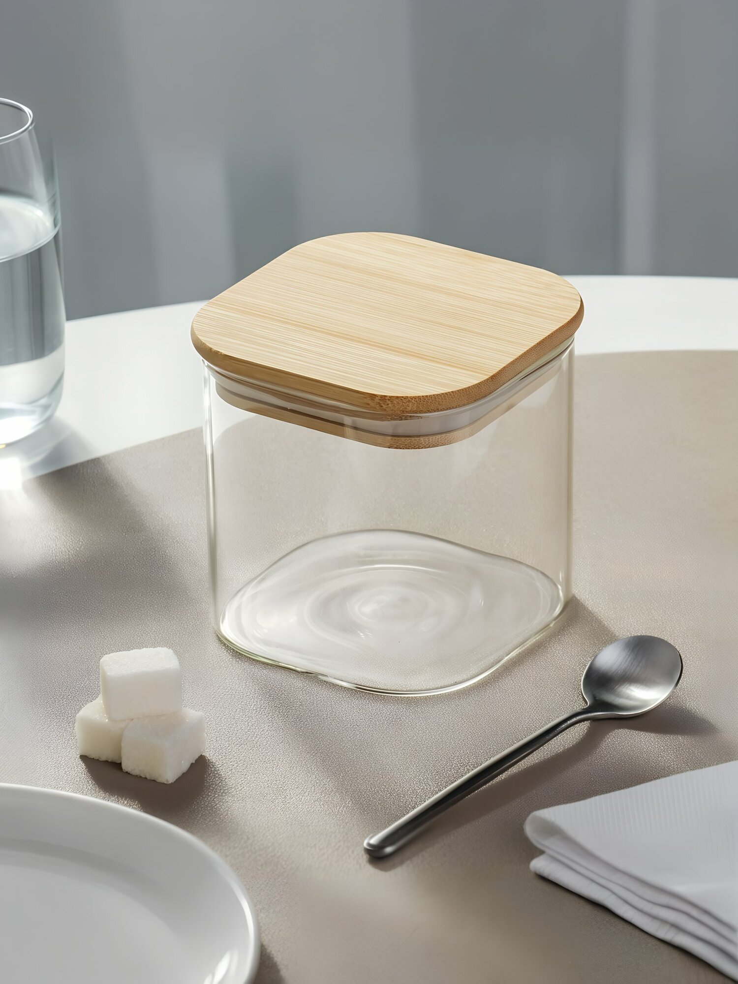 Банка для круп, для хранения сыпучих продуктов 0.7 л, Daniks, Квадрато