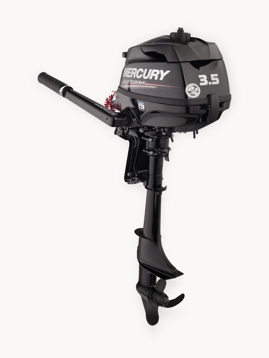Лодочный мотор Mercury F3.5M, бензиновый, четырехтактный, мощность 3,5 л. с, вес 20 кг, черный