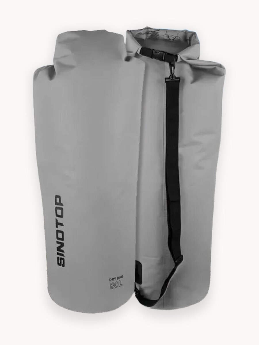 Гермомешок 80 л для туризма и рыбалки, кемпинга и охоты серый Sinotop