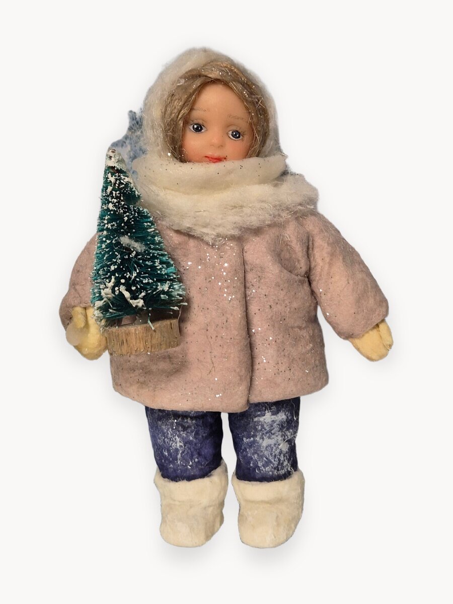 Ёлочная игрушка Affavatta, " Девочкас елкой", 12см, ручная роспись