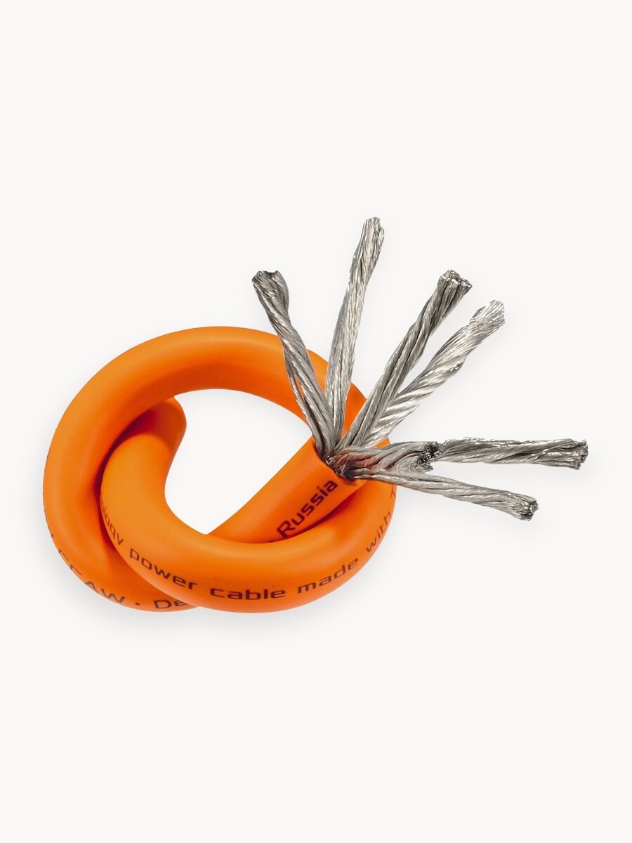 Силовой кабель для автозвука DL Audio Raven Power Cable 0 Ga Orange (в нарезку )