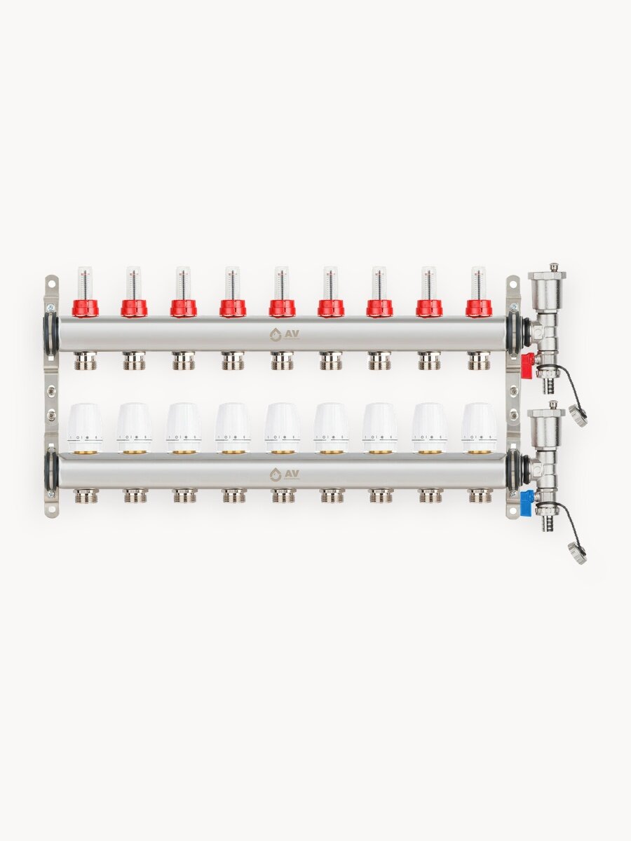 Коллекторная группа AVE136 9 выходов AV ENGINEERING коллектор для отопления (AVE13600109)