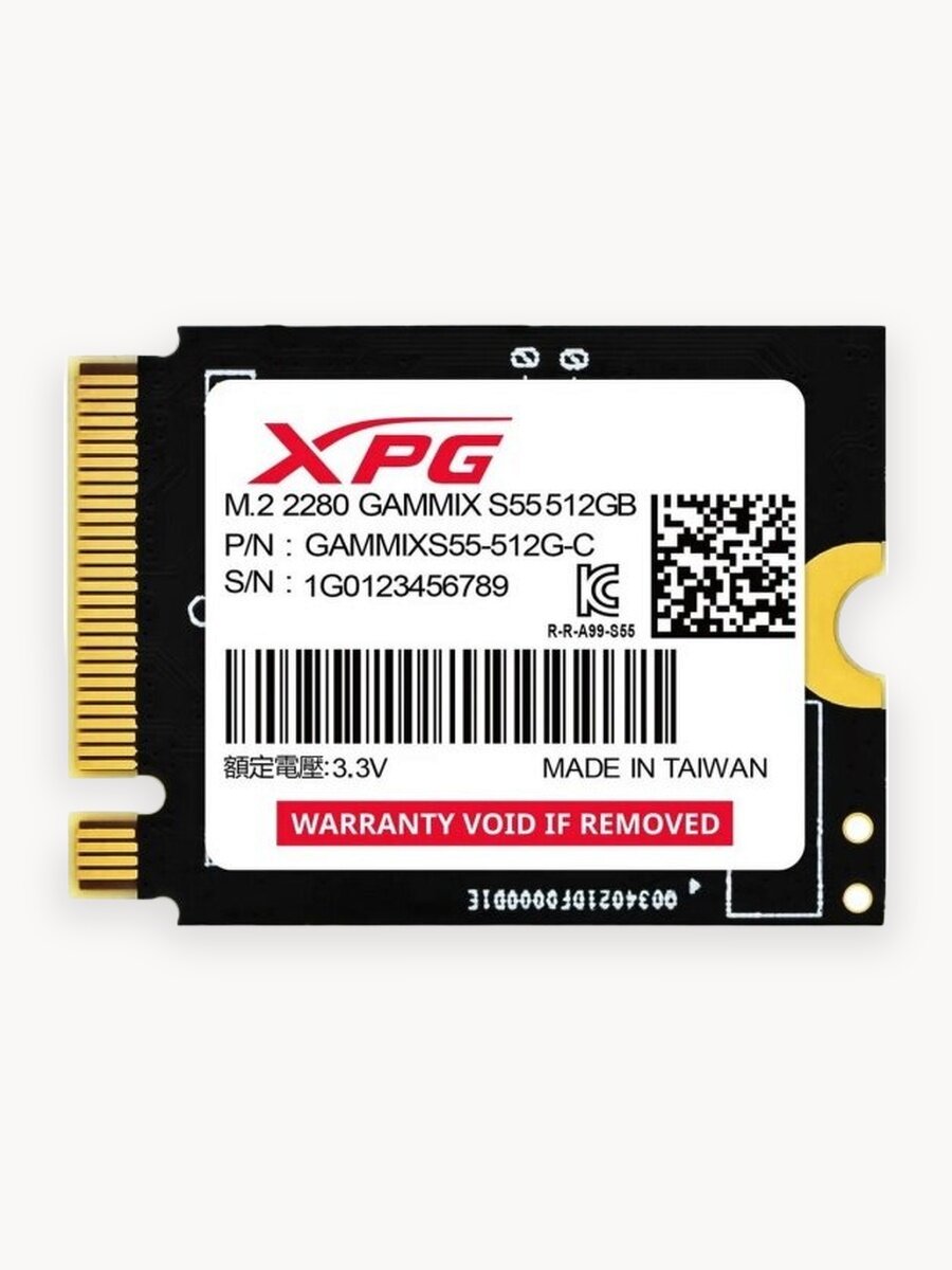 SSD диск Adata XPG GAMMIX S55, 512GB, M.2 2230, PCIe 4.0 x4, NVMe (SGAMMIXS55-512G-C)