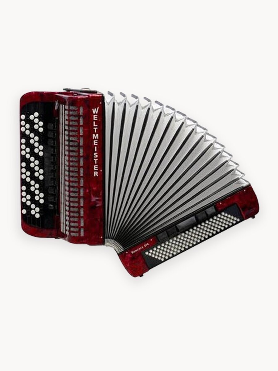 Romance874-IV-120/87-RD Romance 874 Аккордеон кнопочный 87/120/IV/11/5, красный, Weltmeister