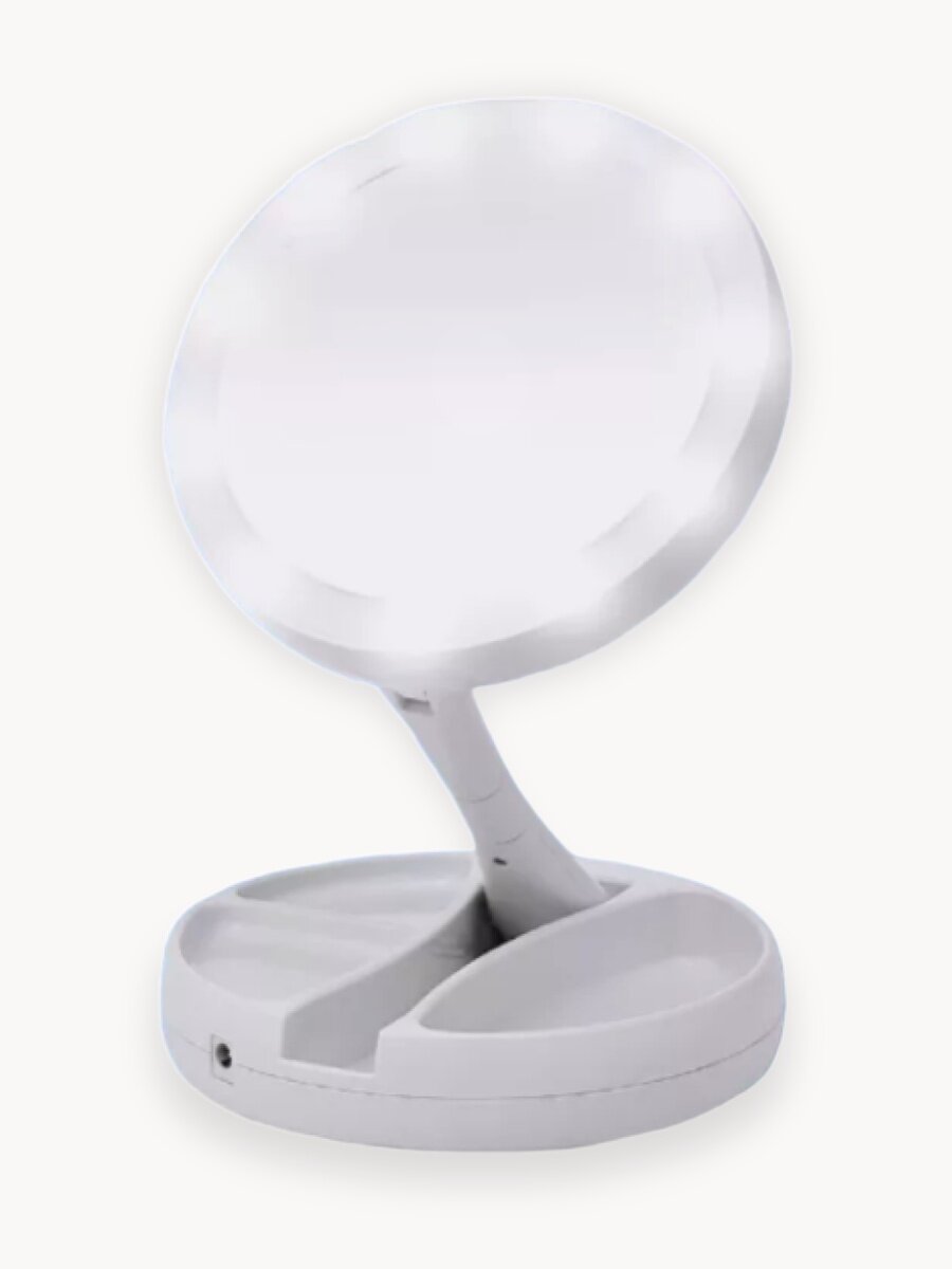 Косметическое двустороннее зеркало для макияжа, с подсветкой и х10 увеличением