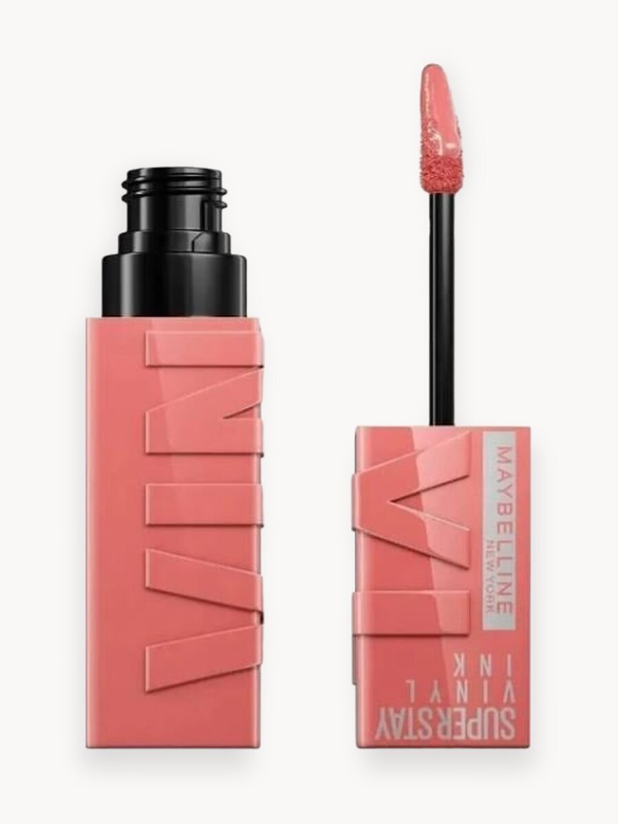 Maybelline New York Помада для губ Super Stay Vinyl Ink, 100 Charmed, жидкая стойкая сияющая, 4.2 мл
