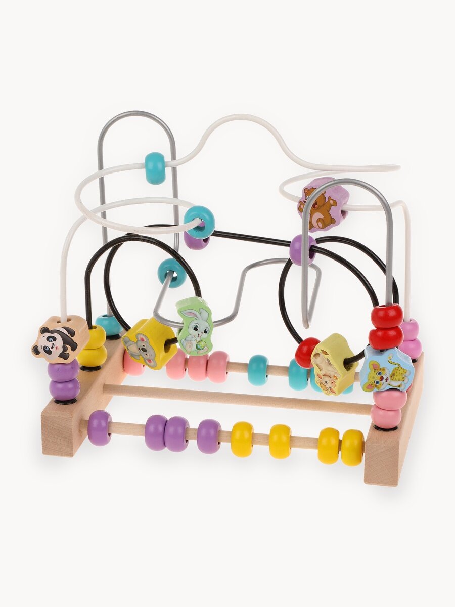 Лабиринт деревянный для малышей с бусинами Mapacha, игрушка - счеты, развивающий