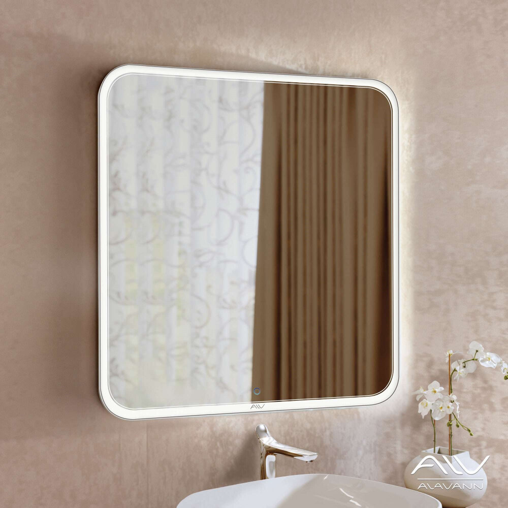 Зеркало Alavann Anna 100 см с подсветкой, прямоугольное, белый