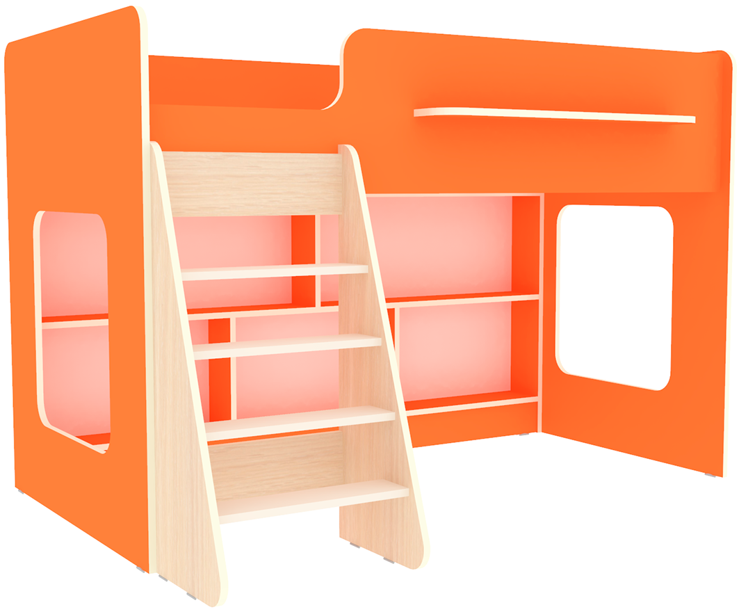 Кровать Л-22.1 Дуб Молочный Оранжевый