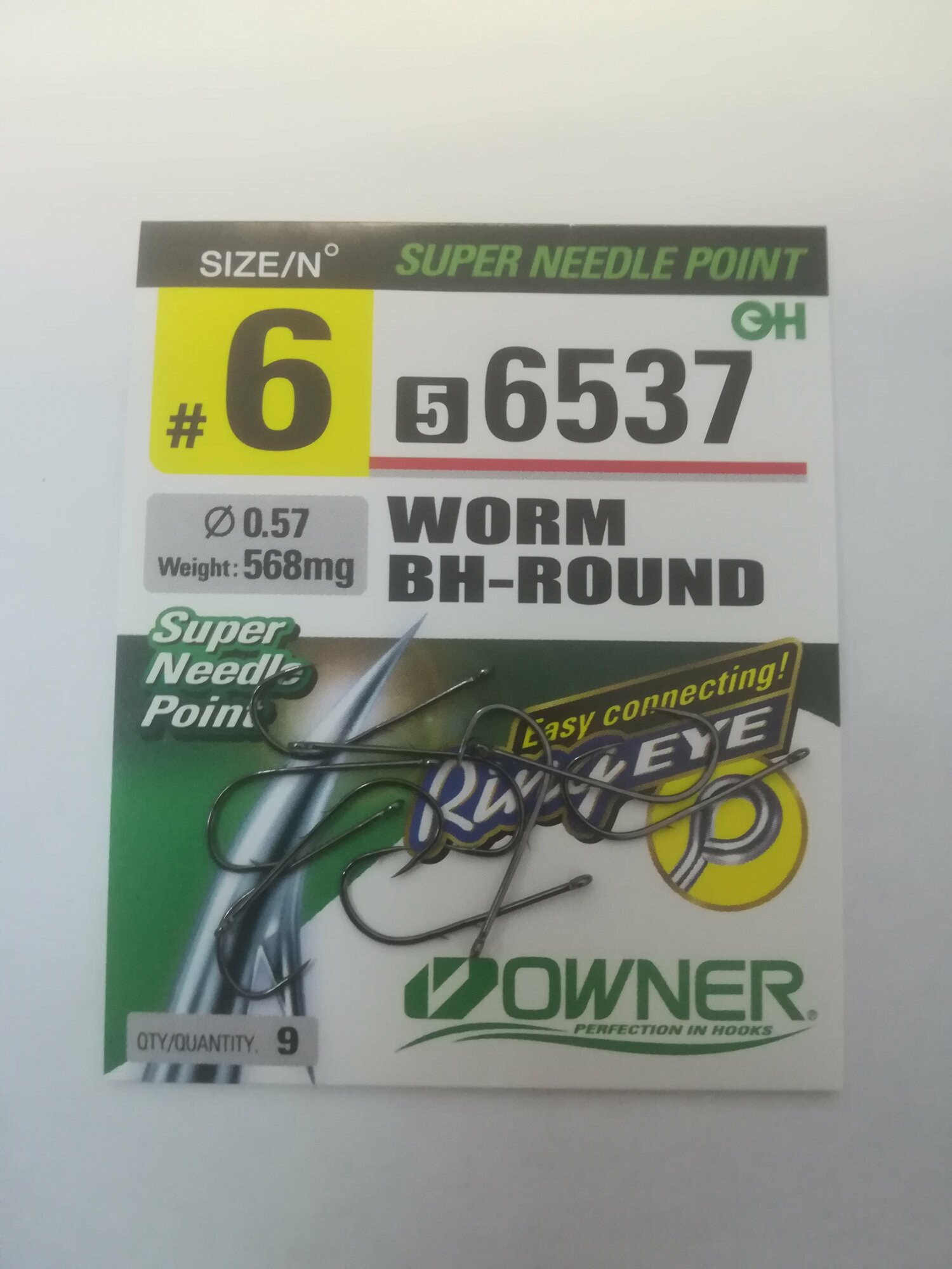 Крючок OWNER worm bh-round 6537 №6