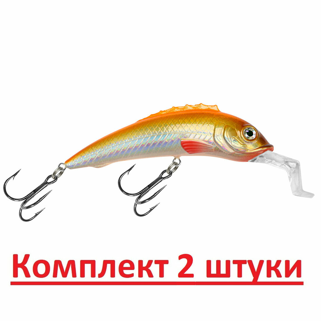 Воблер AQUA ЕРШ-2 102mm, цвет 122 (оранжевая спинка), 2 штуки