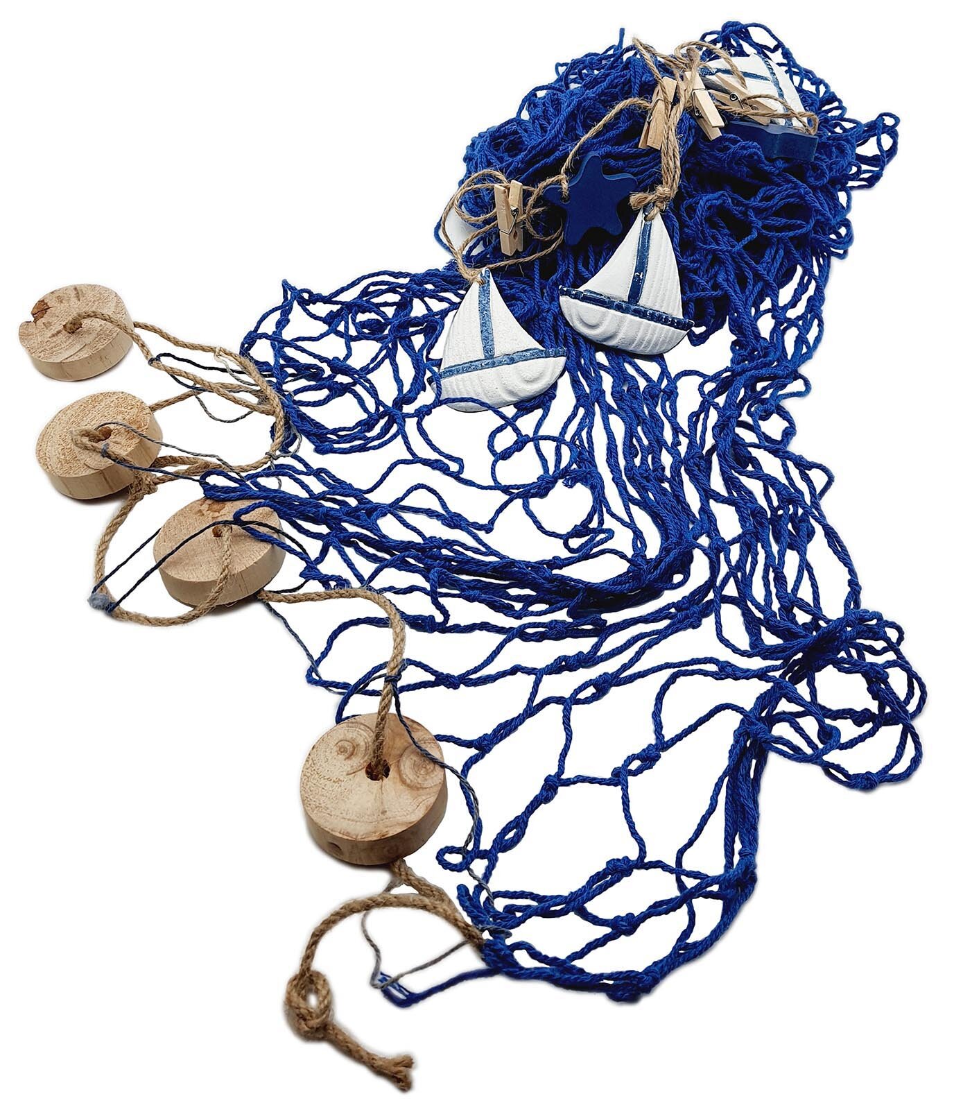 Морская Сеть декоративная 2х1м поплавки, кораблики BLUE