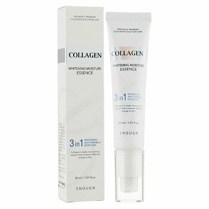 Enough Collagen 3 in 1 Whitening Moisture Essence - Осветляющая эссенция с коллагеном, 30мл.+ подарок (маска для губ).