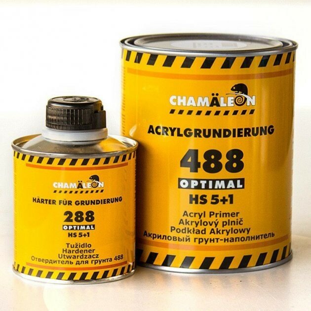 Грунт акриловый HS 5+1 черный антикоррозионный (CHAMAELEON) 1,0 л+0,2 л