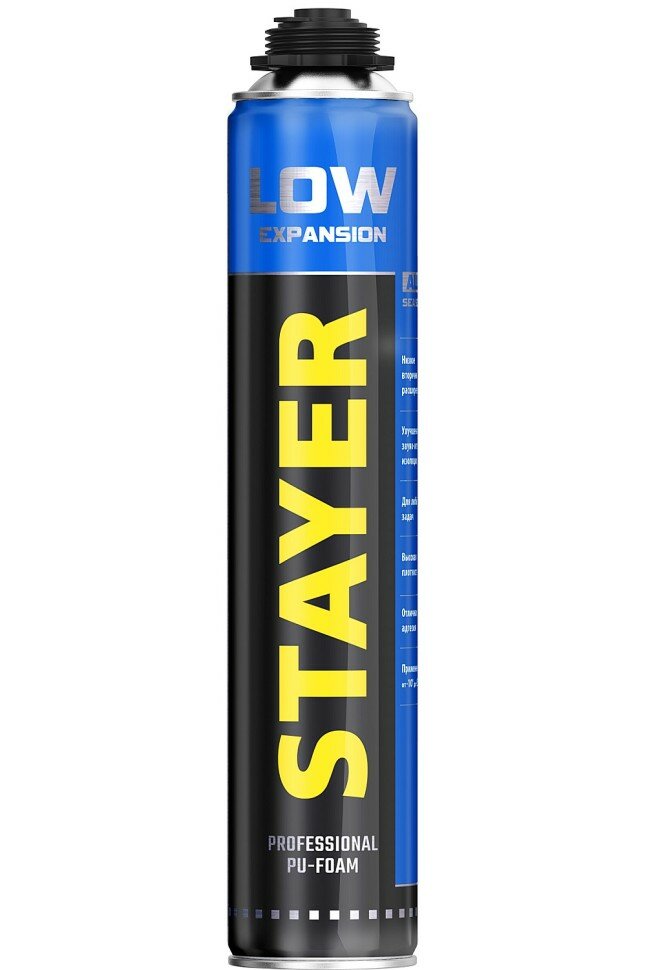 Пена "BlackPRO WINDOW" профессиональная, монтажная, пистолетная, всесезонная, 750мл, STAYER, ( 41136 )