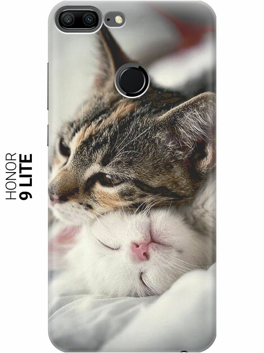 Силиконовый чехол на Honor 9 Lite, Хонор 9 Лайт с принтом "Милые котики"