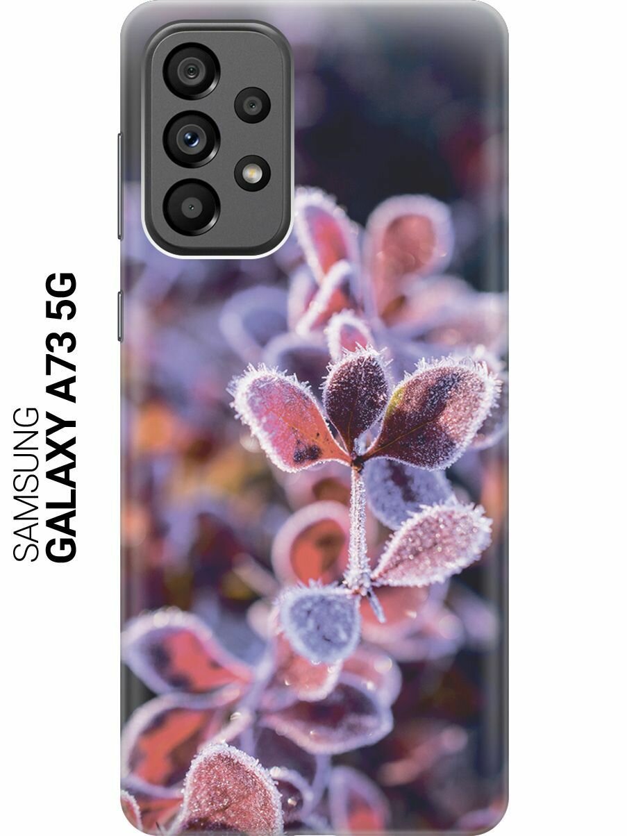 Силиконовый чехол на Samsung Galaxy A73 5G, Самсунг А73 5Г с принтом "Иней на листочках"