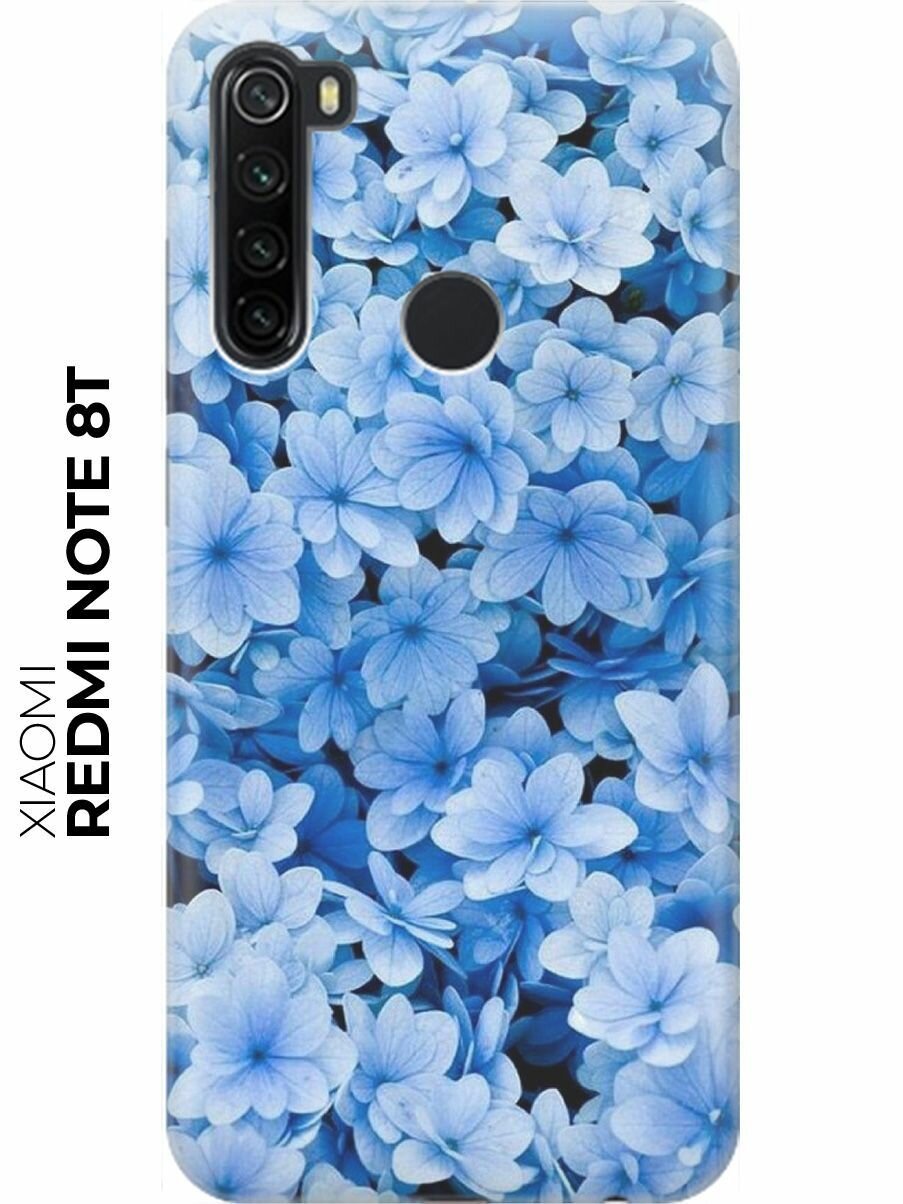 Накладка Transparent для Xiaomi Redmi Note 8T с принтом "Голубые цветочки"