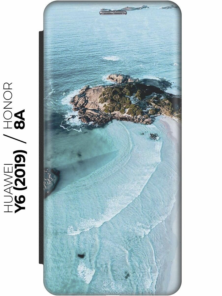 Чехол-книжка Одинокий остров на Honor 8A / 8A Pro / Huawei Y6 (2019) / Y6 Prime (2019) / Хонор 8а / 8а Про / Хуавей У6 2019 / У6 Прайм 2019 черный