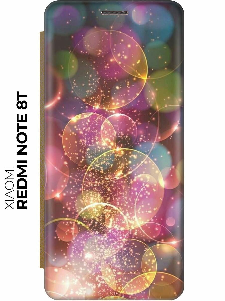 Чехол-книжка Яркие блики на Xiaomi Redmi Note 8T / Сяоми Редми Ноут 8Т золотой