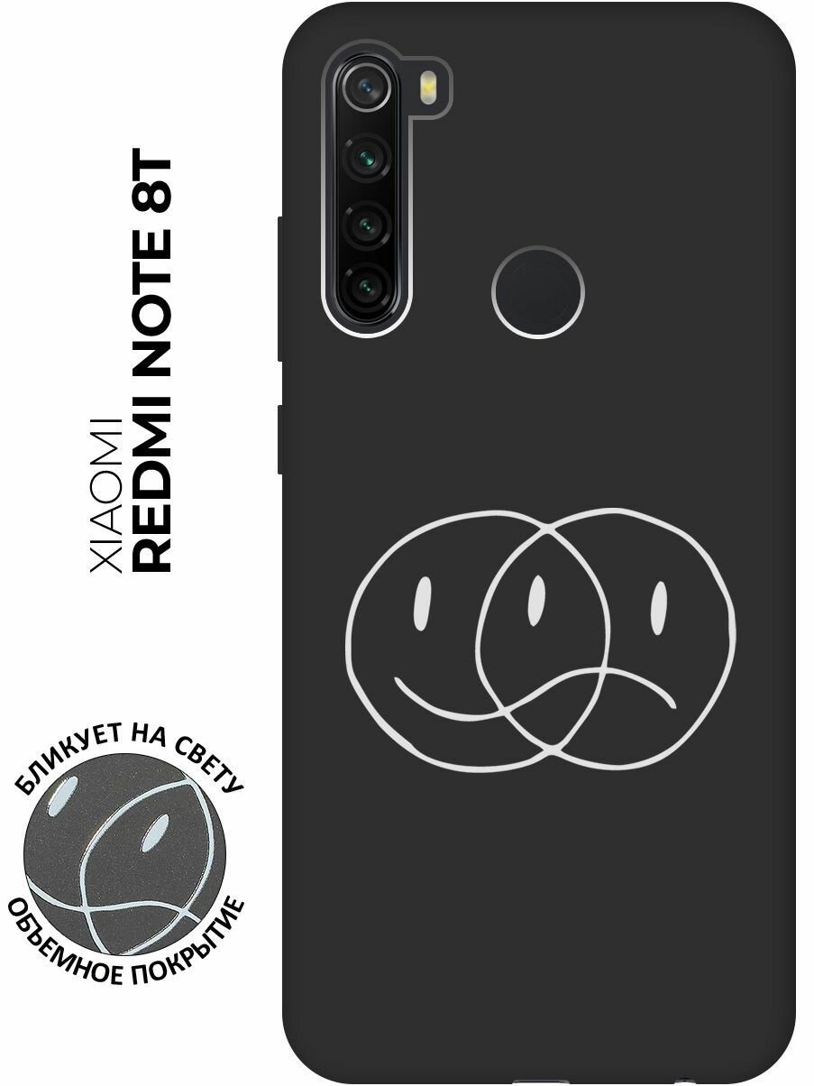 Матовый чехол Two Faces W для Xiaomi Redmi Note 8T / Сяоми Редми Ноут 8Т с 3D эффектом черный