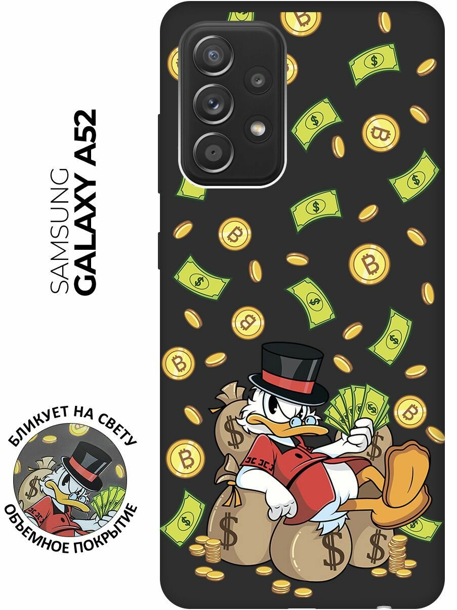 Матовый чехол Rich Scrooge для Samsung Galaxy A52 / Самсунг А52 с 3D эффектом черный