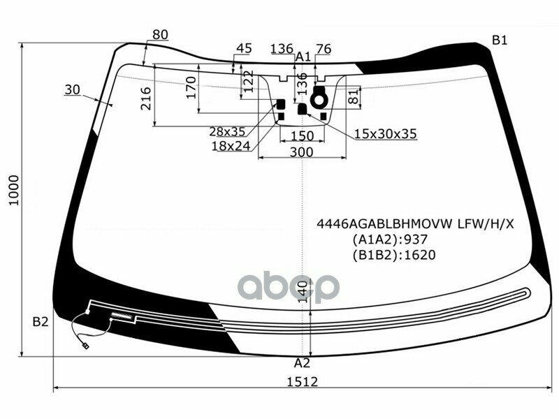 Стекло лобовое (Обогрев щеток/ Датчик дождя) Kia Sorento 14-20 / Sorento Prime 14-20 XYG арт. 4446AGABLBHMOVW LFW/H/X