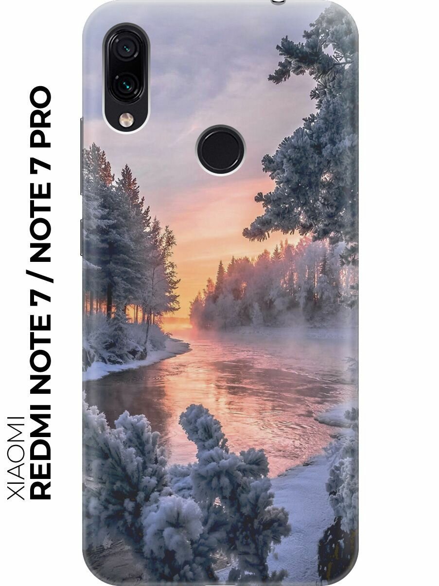 Силиконовый чехол Река в заснеженном лесу на Xiaomi Redmi Note 7 / Note 7 Pro / Сяоми Редми Ноут 7 / Ноут 7 Про