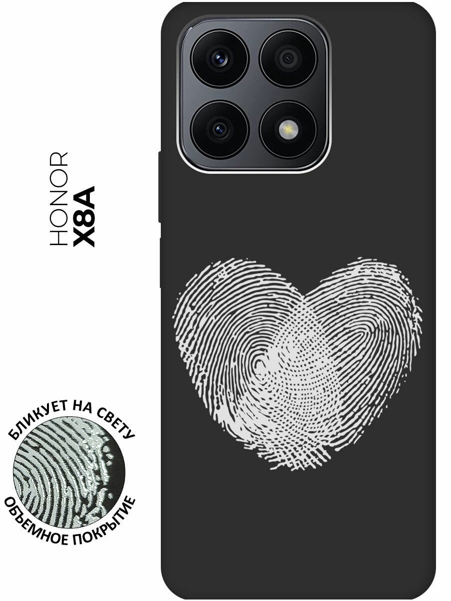 Матовый чехол Lovely Fingerprints W для Honor X8a / Хонор Х8А с 3D эффектом черный