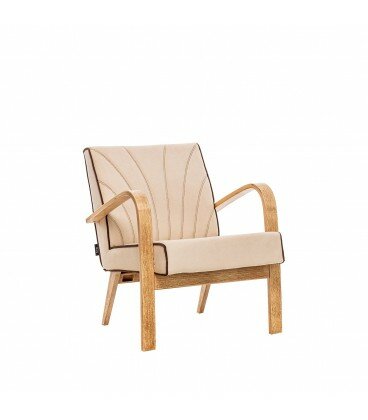 Кресло для отдыха Шелл, дуб шпон, ткань велюр, verona vanilla, кант verona brown