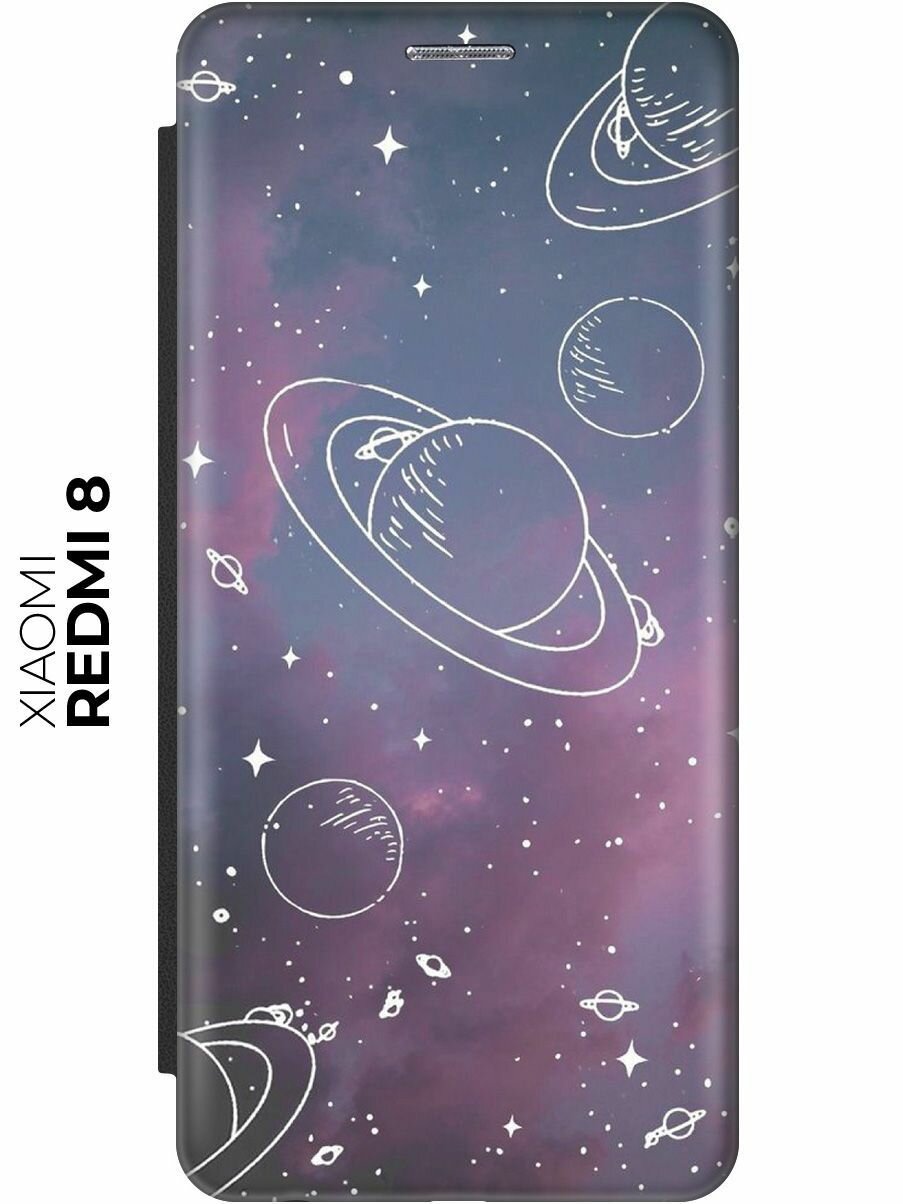 Чехол-книжка Космос на закатном небе на Xiaomi Redmi 8 / Сяоми Редми 8 черный