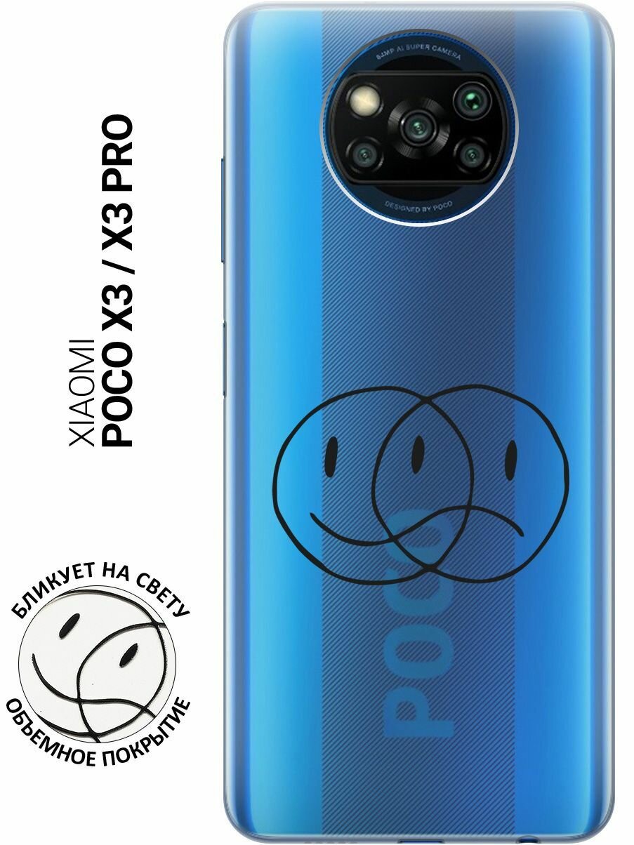 Силиконовый чехол с принтом Two Faces для Xiaomi Poco X3 / X3 Pro / Сяоми Поко Х3 / Х3 Про