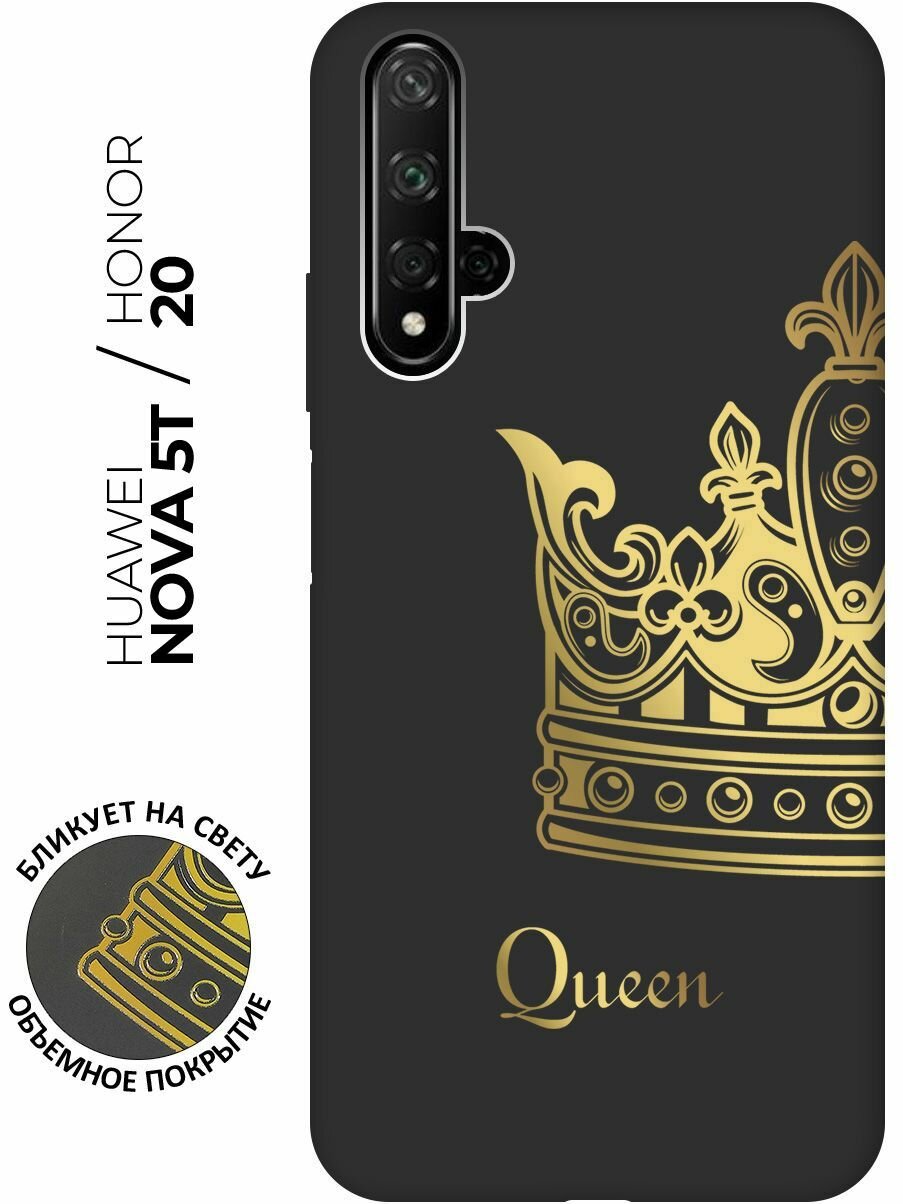 Матовый чехол True Queen для Honor 20 / Huawei Nova 5T / Хонор 20 / Хуавей Нова 5Т с 3D эффектом черный
