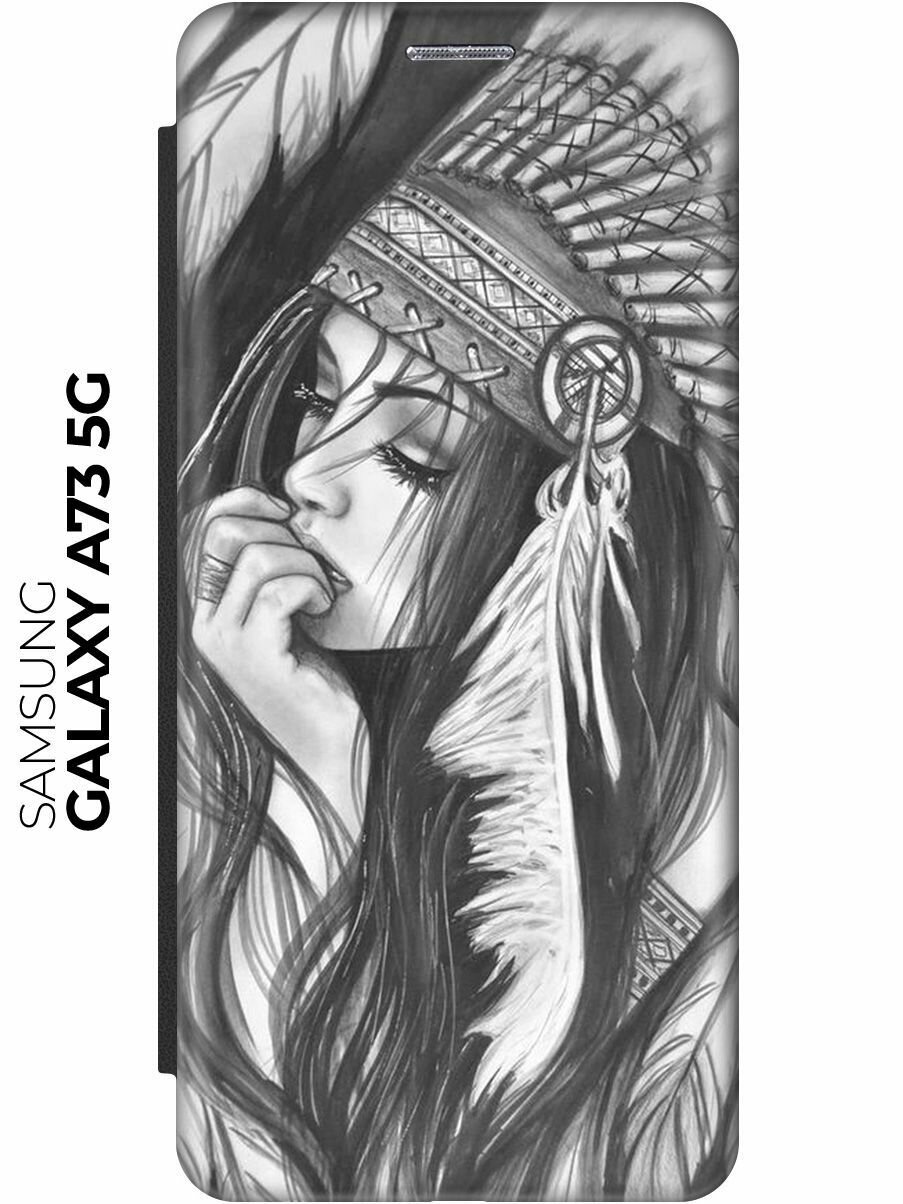 Чехол-книжка Эскиз девушки на Samsung Galaxy A73 5G / Самсунг А73 5Г черный
