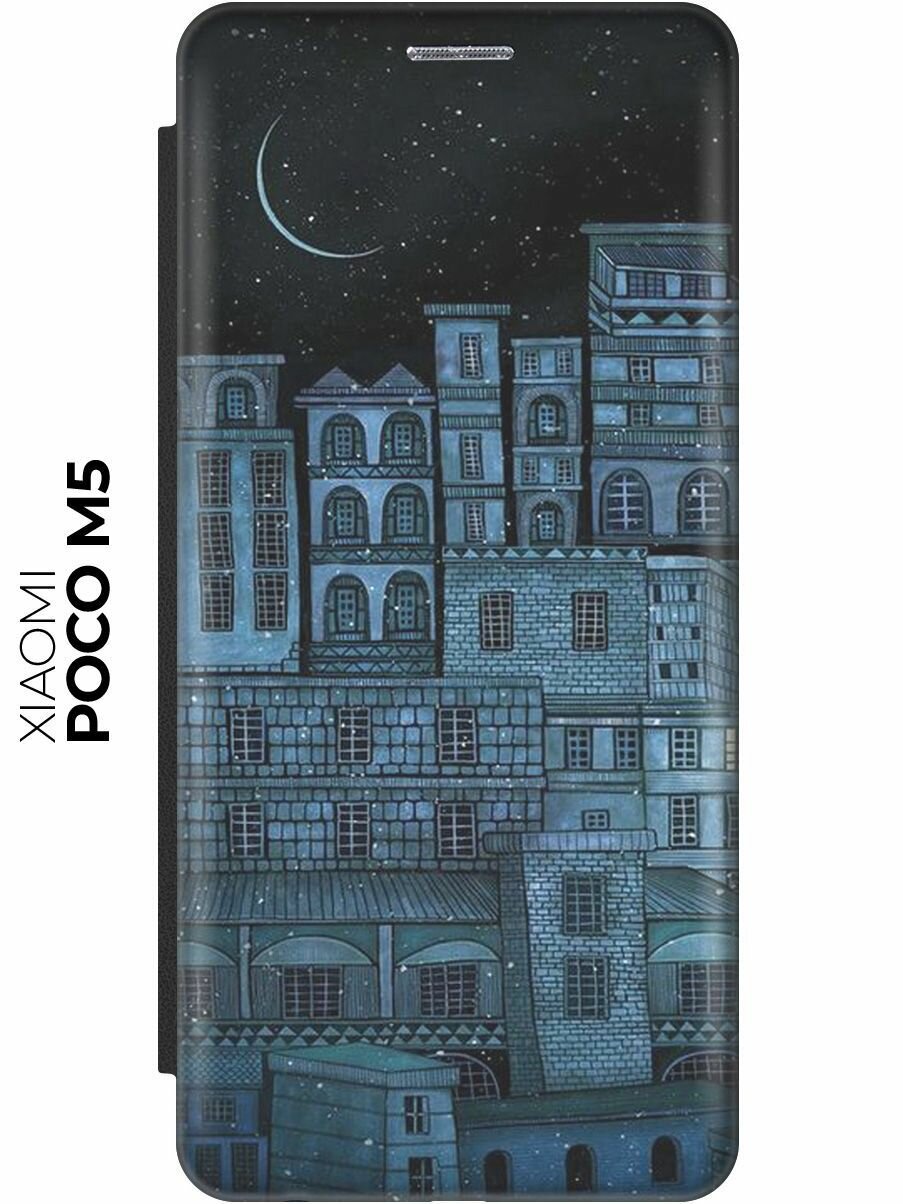 Чехол-книжка Ночь над городом на Xiaomi Poco M5 / Сяоми Поко М5 черный