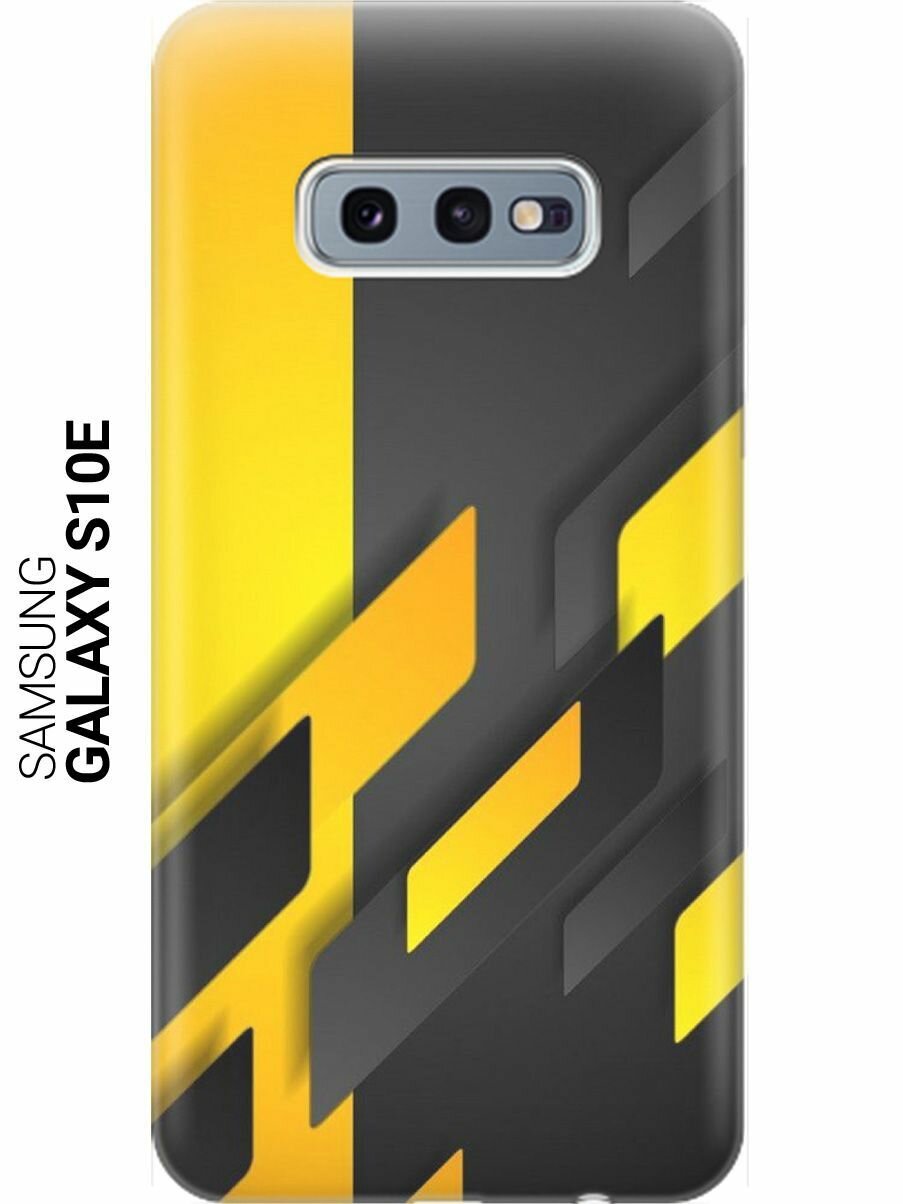 Ультратонкий силиконовый чехол-накладка для Samsung Galaxy S10e с принтом "Черно-желтая абстракция"