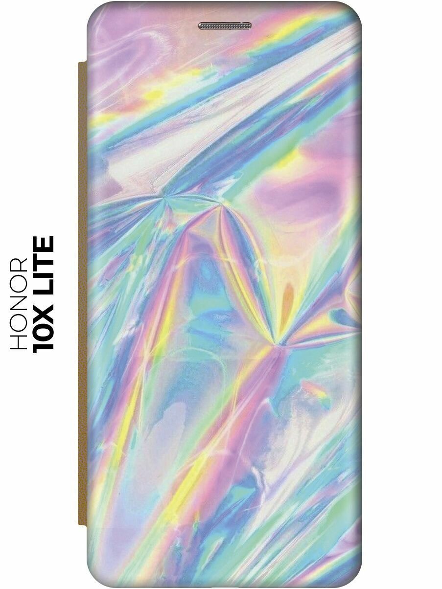 Чехол-книжка Голографический эффект на Honor 10x Lite / Хонор 10Х Лайт золотой