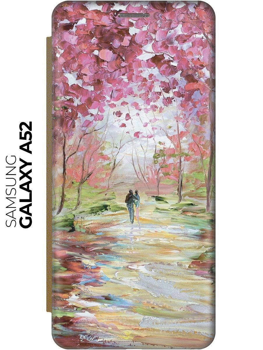 Чехол-книжка Весенняя роща на Samsung Galaxy A52 / Самсунг А52 золотой
