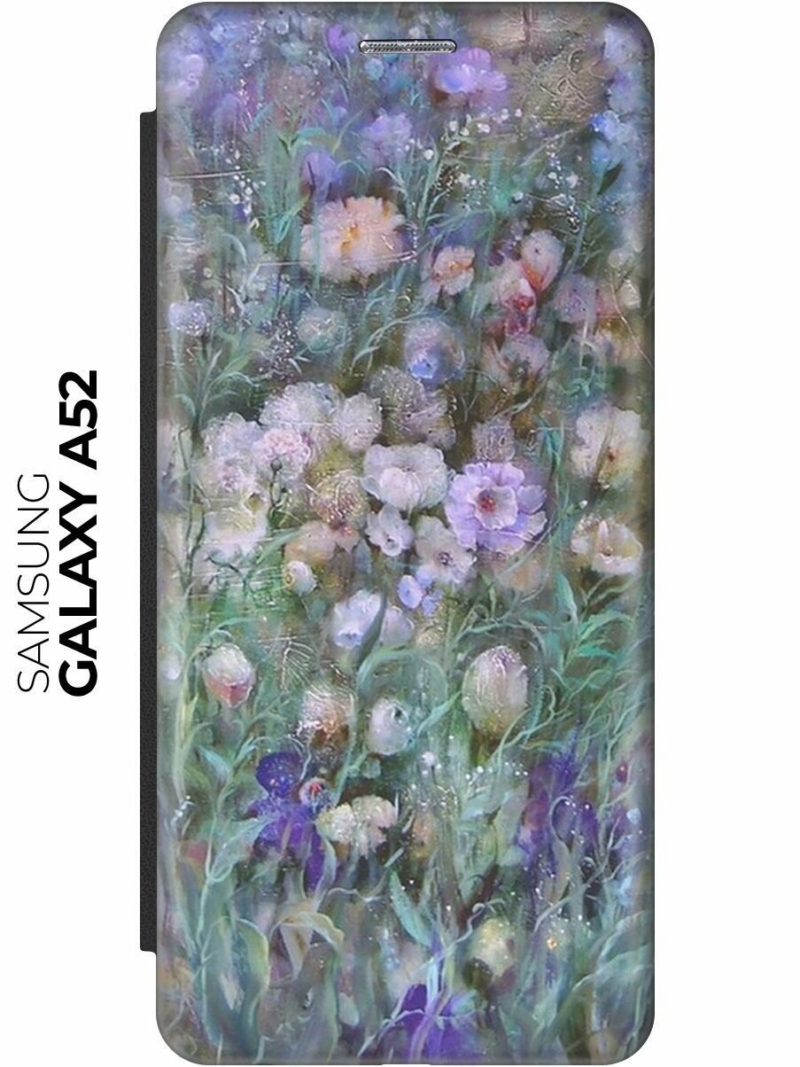 Чехол-книжка Сиреневое поле на Samsung Galaxy A52 / Самсунг А52 черный