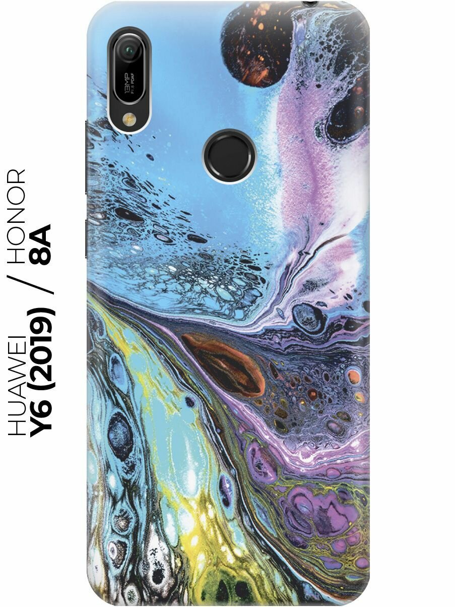 Силиконовый чехол Бирюзовая абстракция на Honor 8A / 8A Pro / Huawei Y6 (2019) / Y6 Prime (2019) / Хонор 8а / 8а Про / Хуавей У6 2019 / У6 Прайм 2019