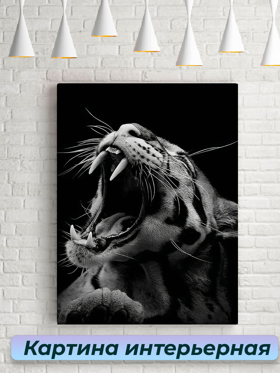 Картины для интерьера 50х70 Тигр белый арт