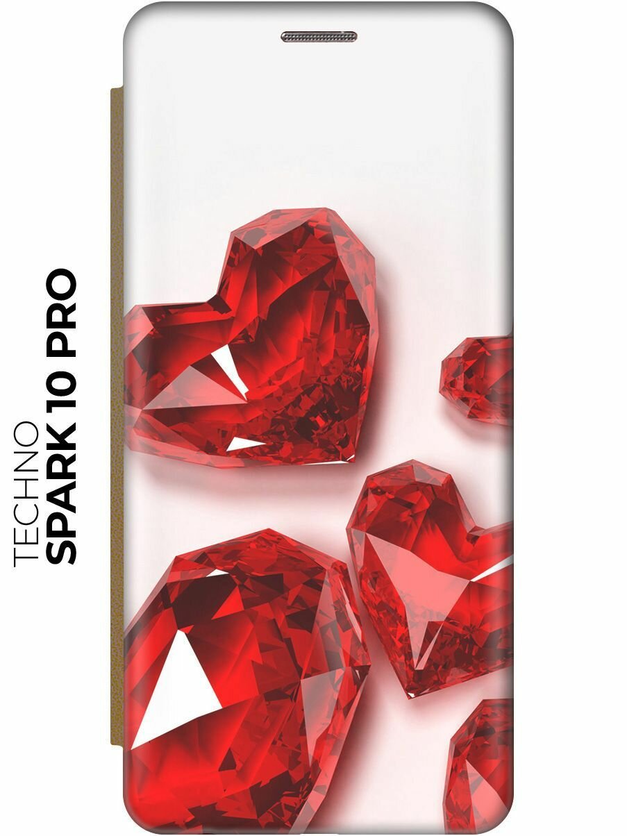 Чехол-книжка Драгоценное сердце на Tecno Spark 10 Pro / Техно Спарк 10 Про золотой