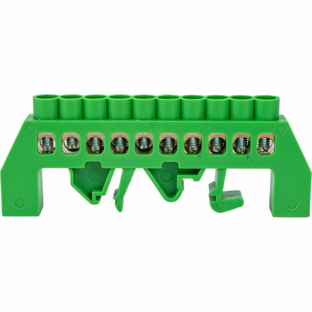 Шина PE земля в комбинированном зеленом изоляторе на DIN-рейку REXANT 6x9 мм 10 групп 11-2308