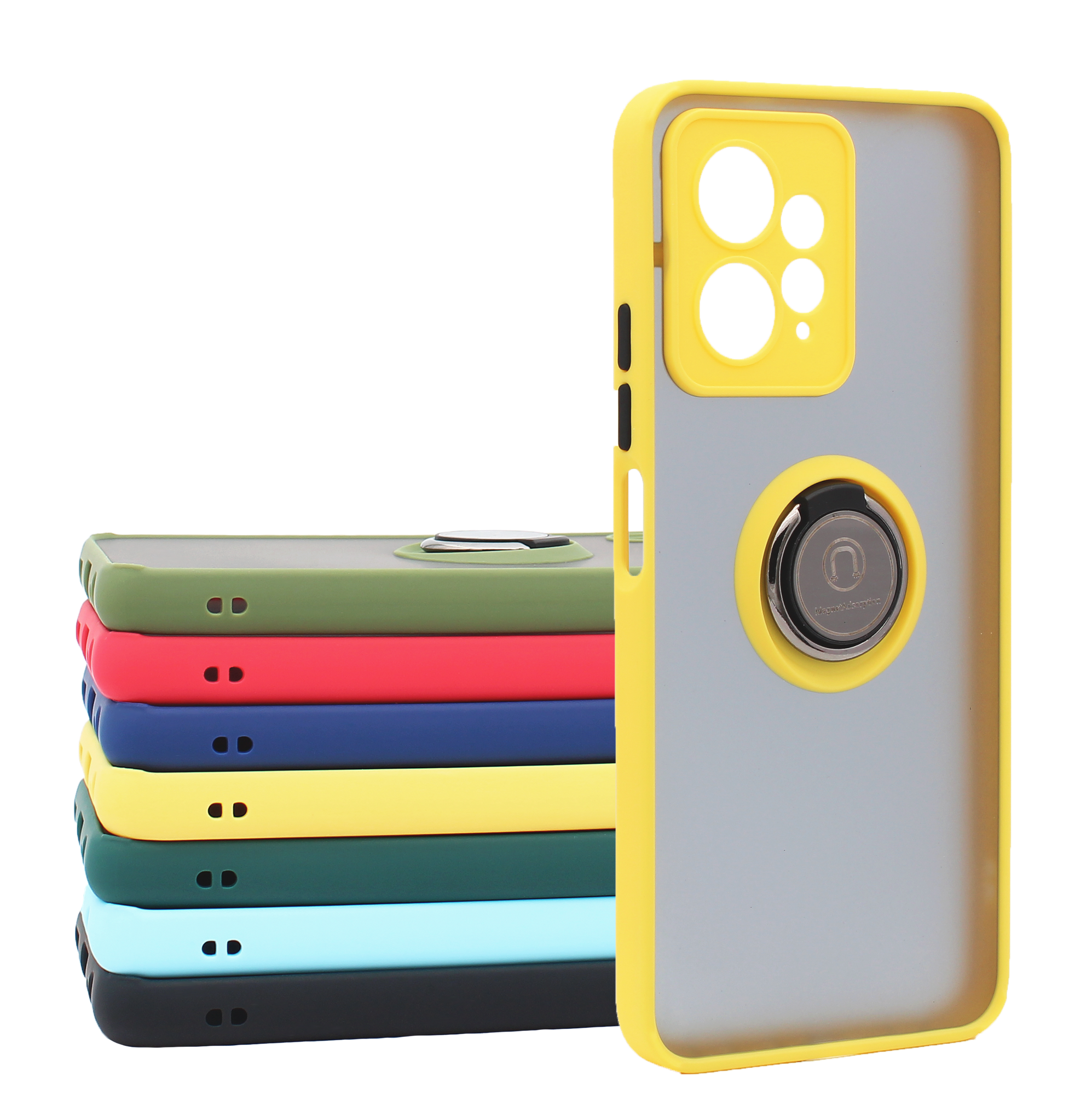 Чехол противоударный Mobix для Xiaomi Redmi Note 12 4G с кольцом и с функцией подставки цвет: желтый